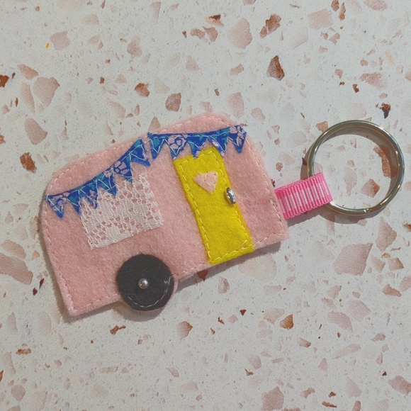 Hand Crafted | Accessories | Happy Camper Key Fob Handcrafted Canvas ...